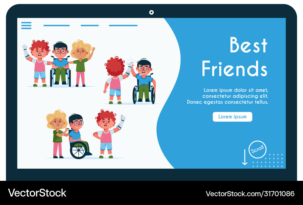 Banner disabled kids Royalty Free Vector Image