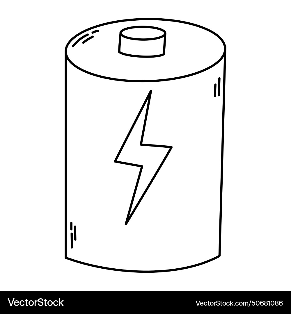 Battery icon with in cartoon style Royalty Free Vector Image