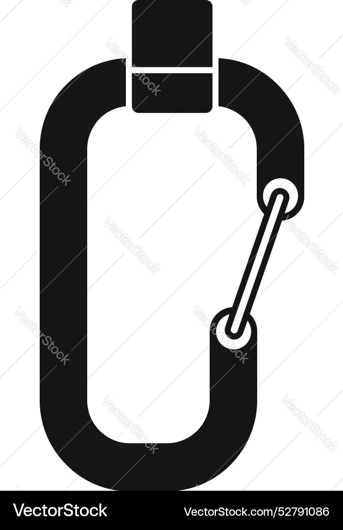 Black climbing carabiner is isolated on white Vector Image