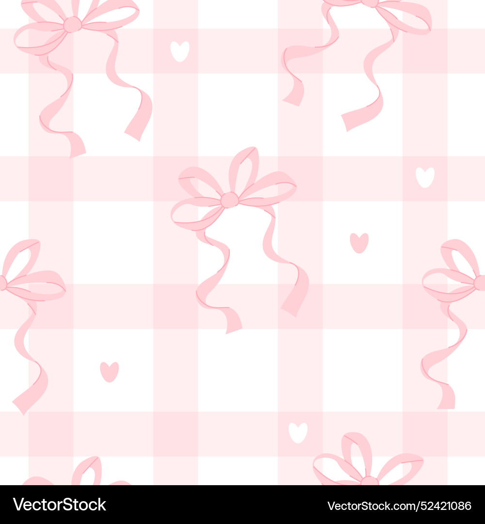 Cute coquette seamless pattern pink ribbon bow Vector Image