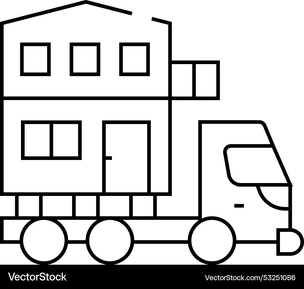 House building transportation line icon Royalty Free Vector