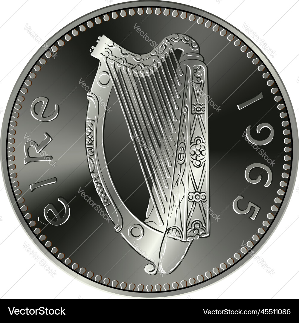Irish money pre-decimal shilling coin Royalty Free Vector