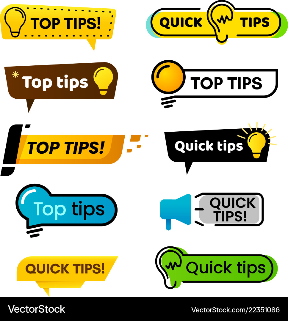 Quick tips idea suggestion tricks solutions Vector Image