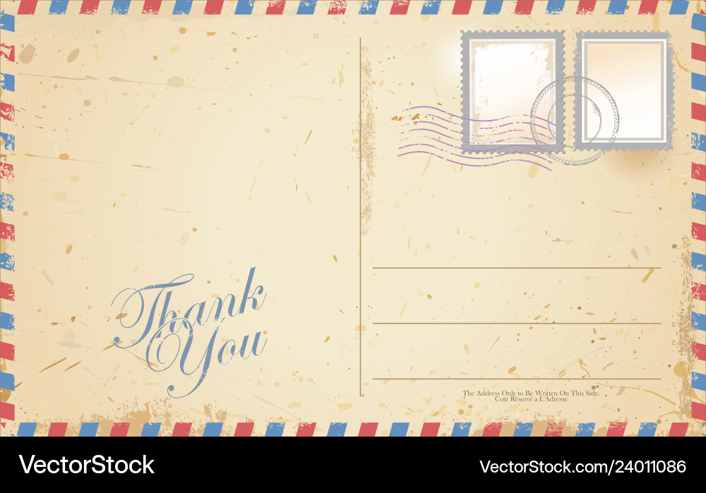 Vintage Retro Thank You Postcard Royalty Free Vector Image