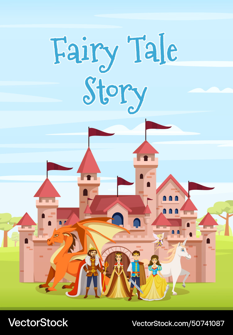 Cartoon fairy tale characters poster Royalty Free Vector