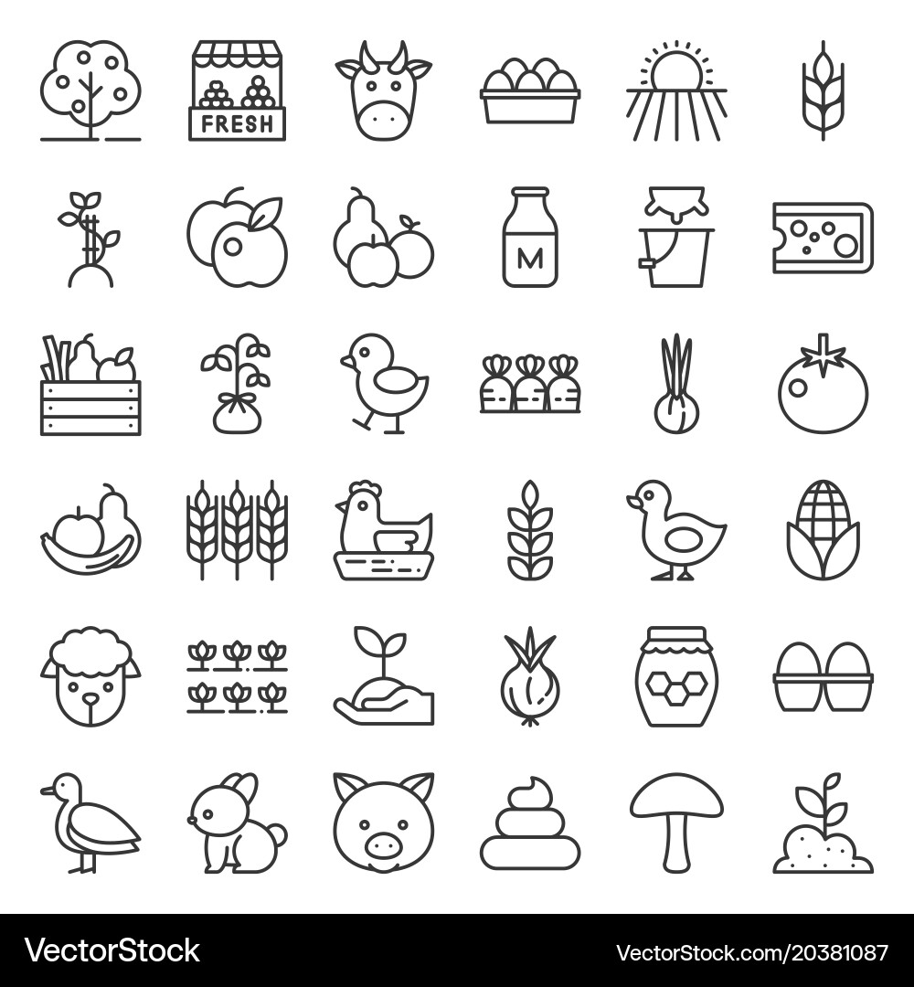 Farm Fresh Icons - Agriculture Set Royalty Free Vector Image