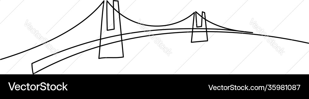 Giant bridge over river continuous one line Vector Image