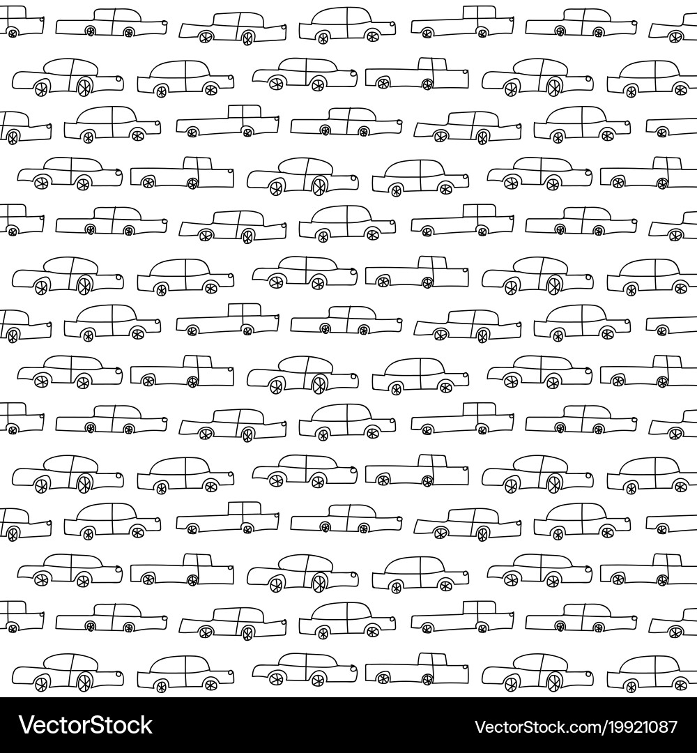 Hand drawn pattern with colourful cars Royalty Free Vector