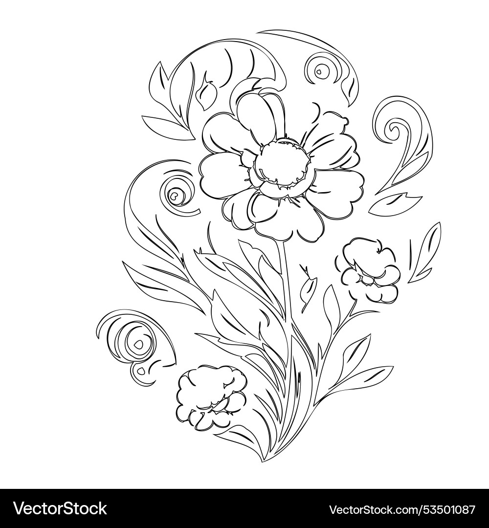 Marigold spiral outline sketch Royalty Free Vector Image