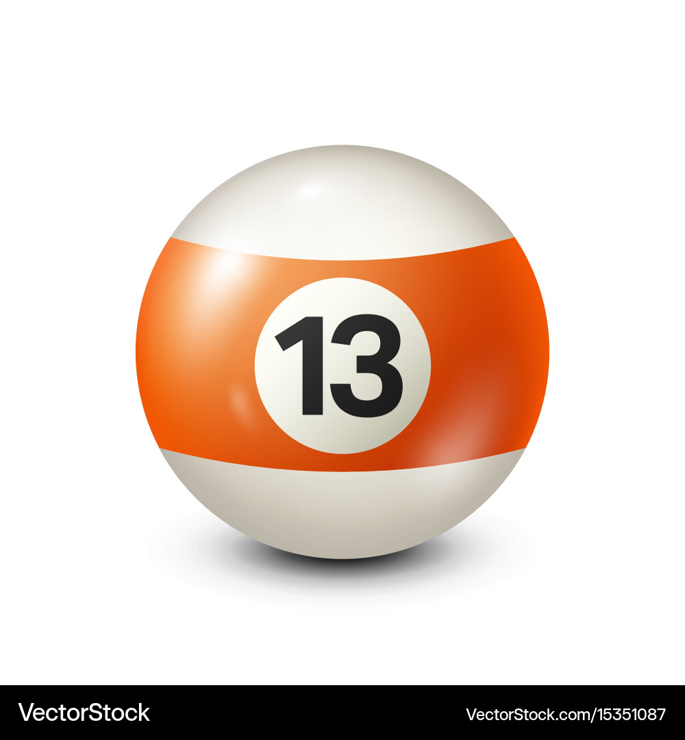 Orange Pool Ball Number 13 Royalty Free Vector Image