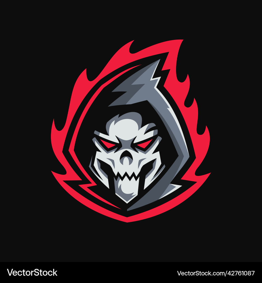 Reaper skull head mascot logo design Royalty Free Vector