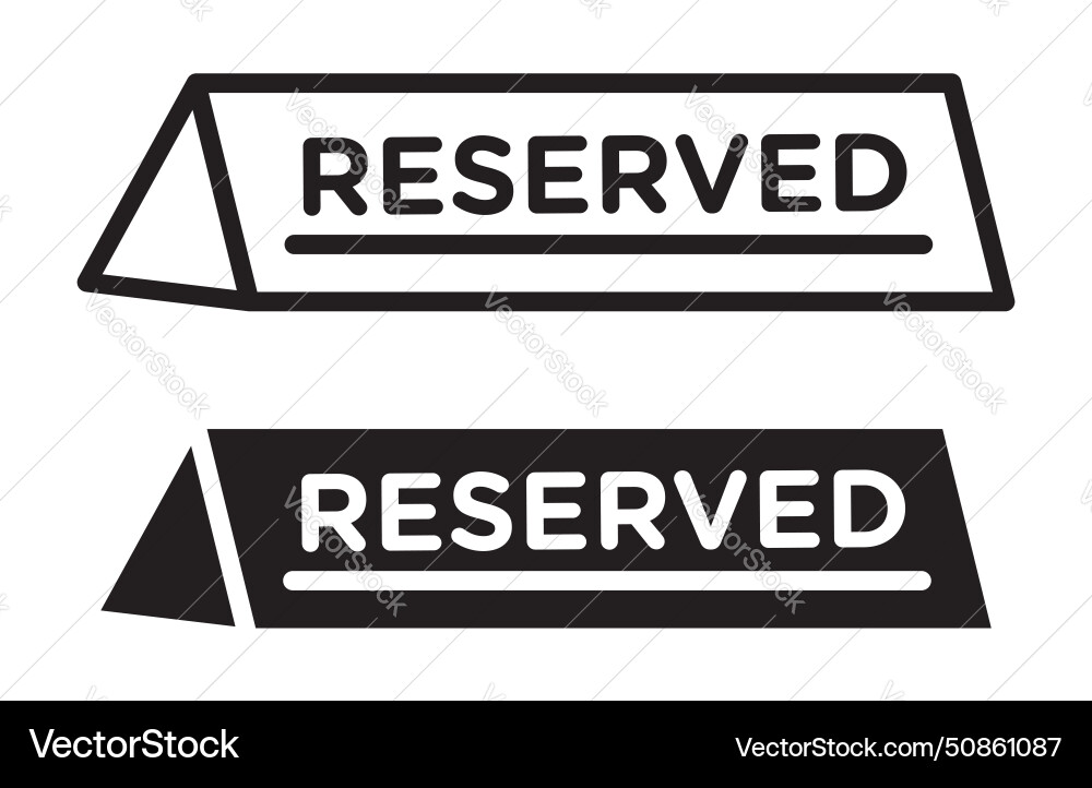 Reserved icon set private dinner eatery reserve Vector Image