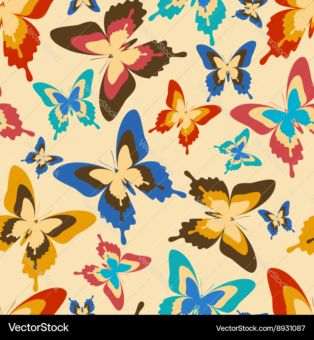 Wallpaper seamless pattern with colorful butterfly