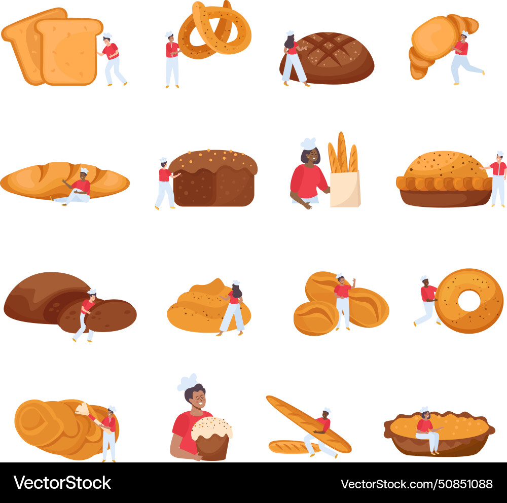 Baking bread icons set Royalty Free Vector Image