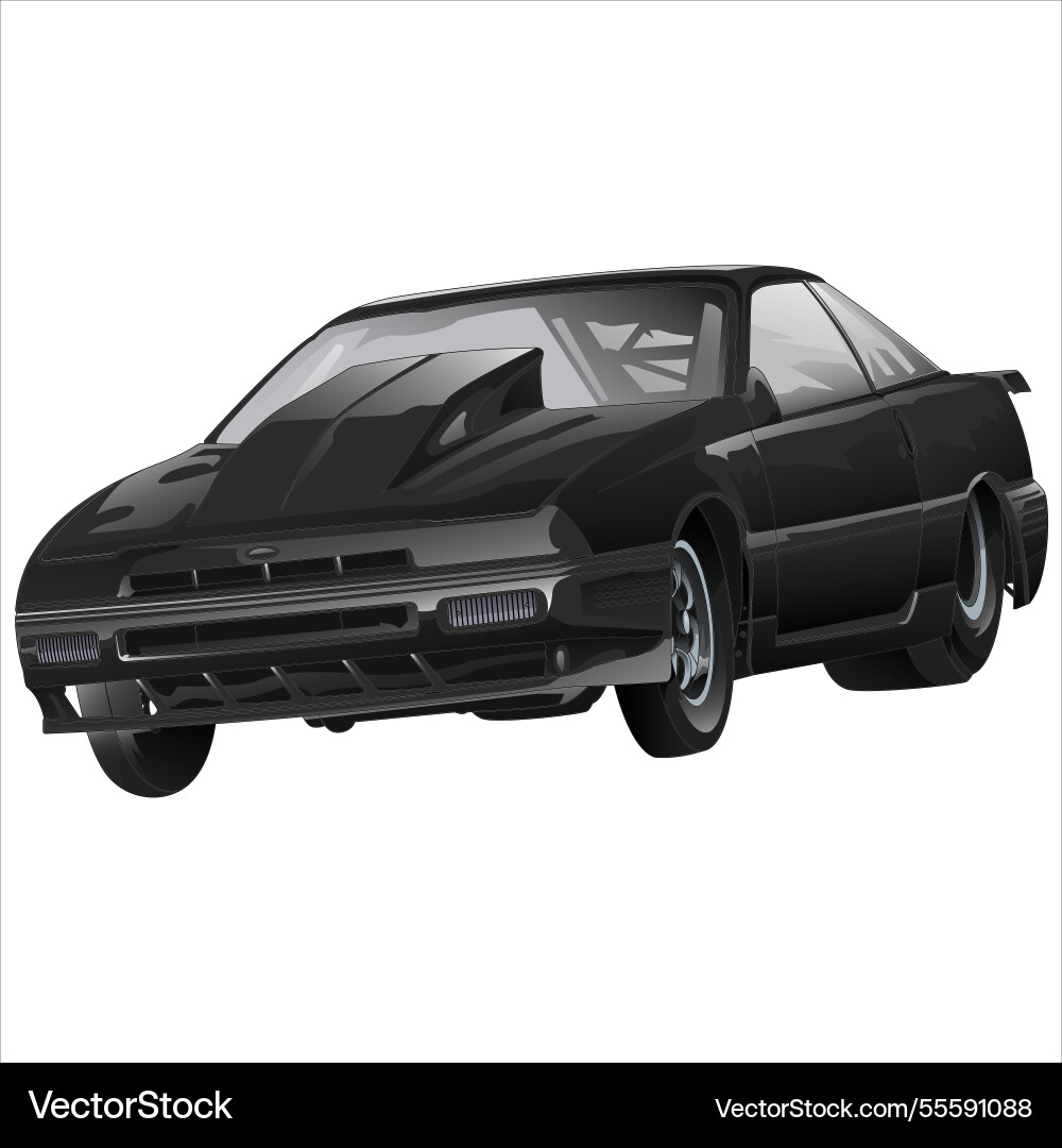 Black drag racing car with grey strip Royalty Free Vector