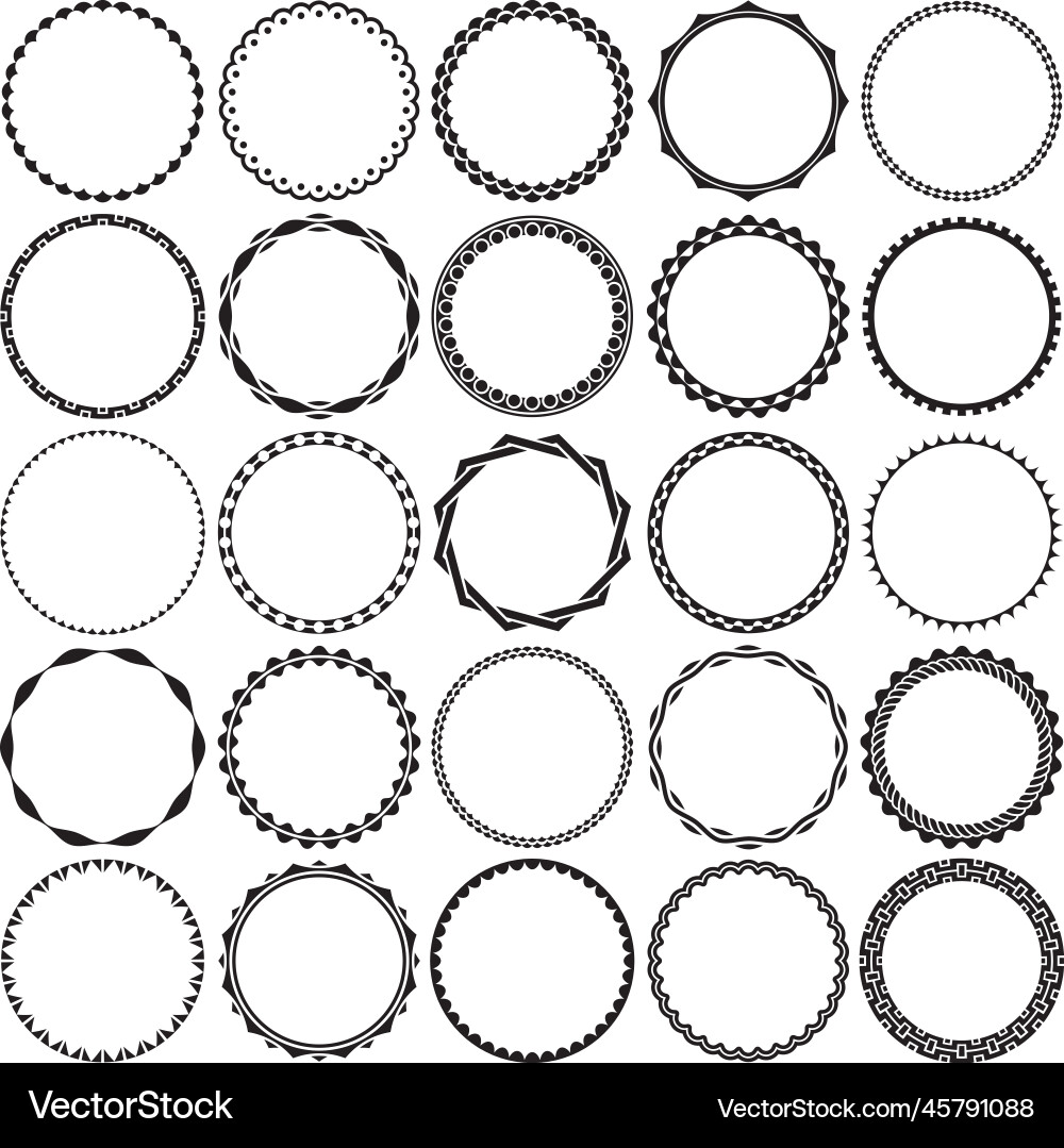 Collection of round decorative border frames Vector Image