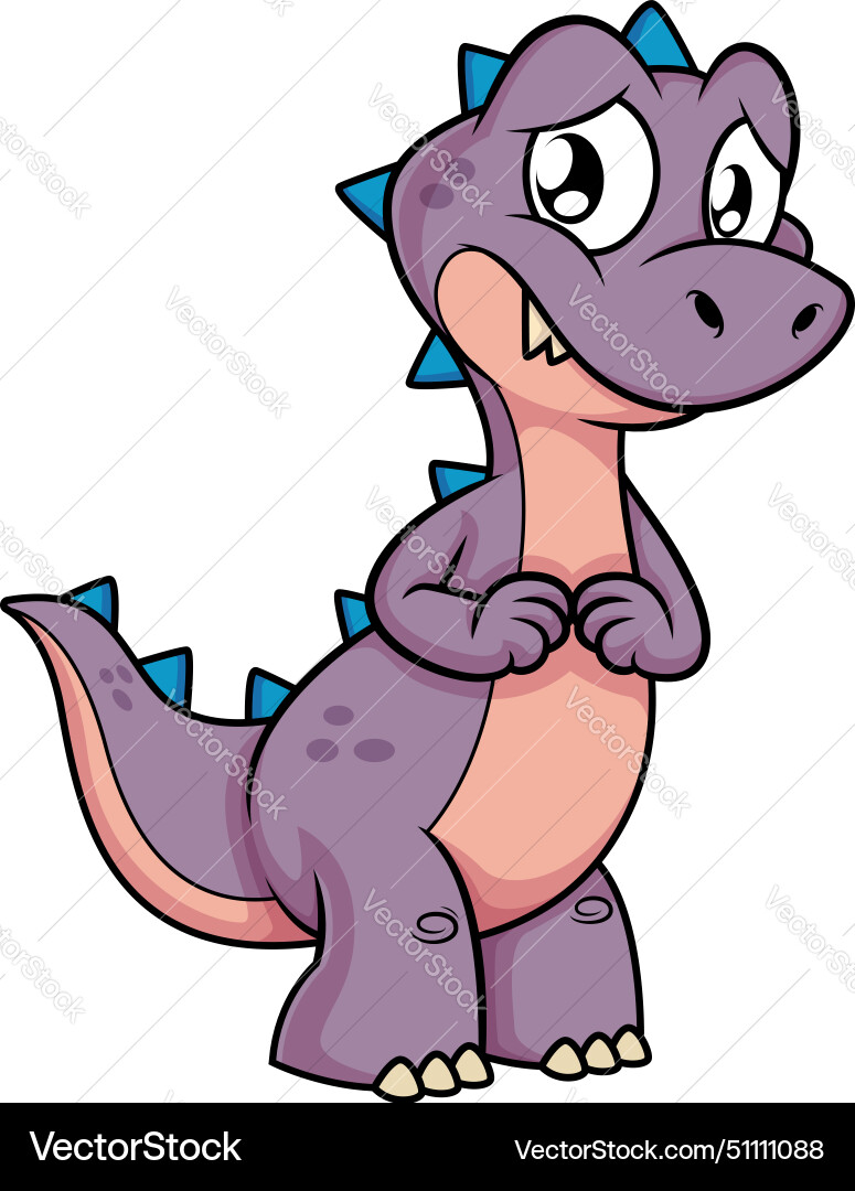 Cute dinosaur looking sad cartoon clip art Vector Image