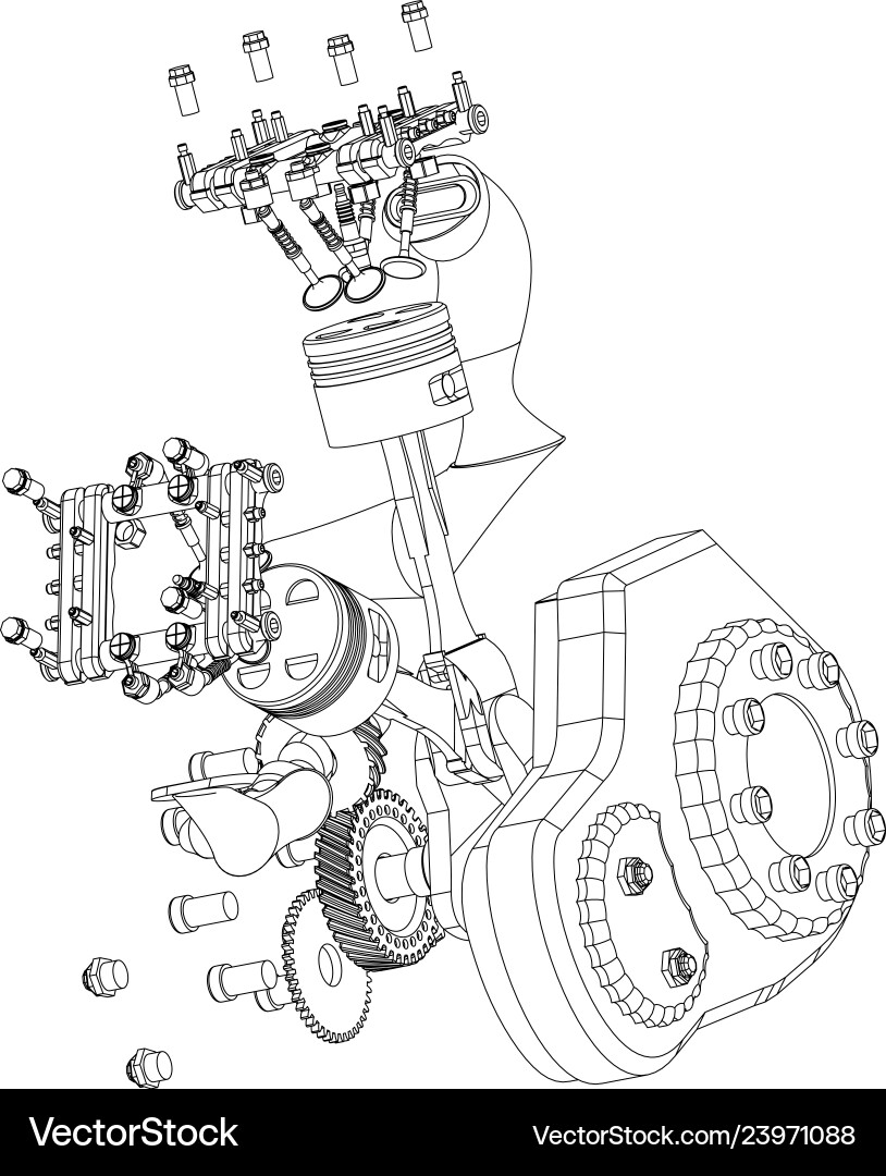 Disassembled motorcycle engine on a white Vector Image