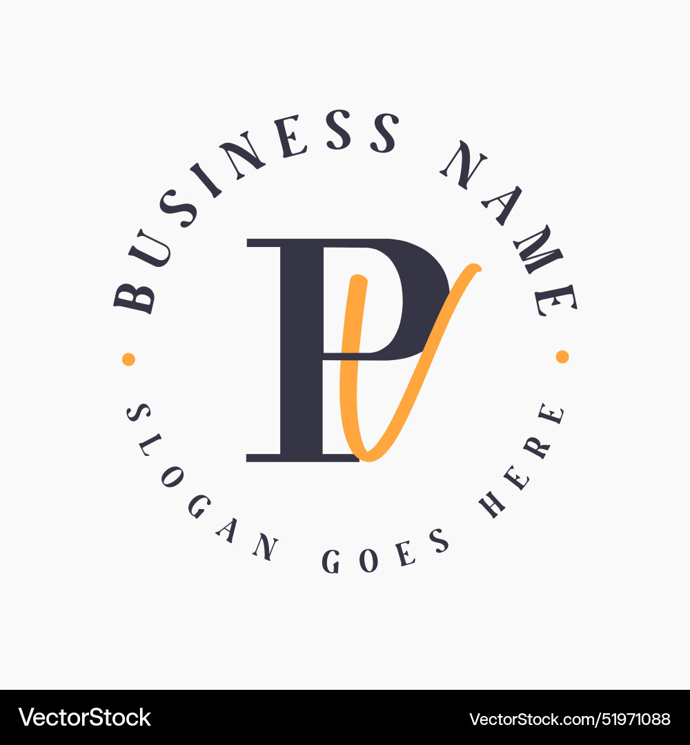 Elegant letter pv initials logo for corporate Vector Image