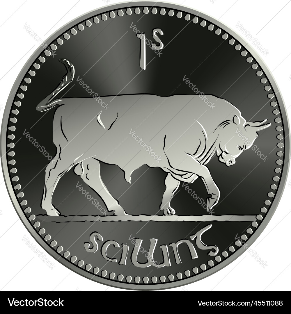 Irish money pre-decimal shilling coin Royalty Free Vector