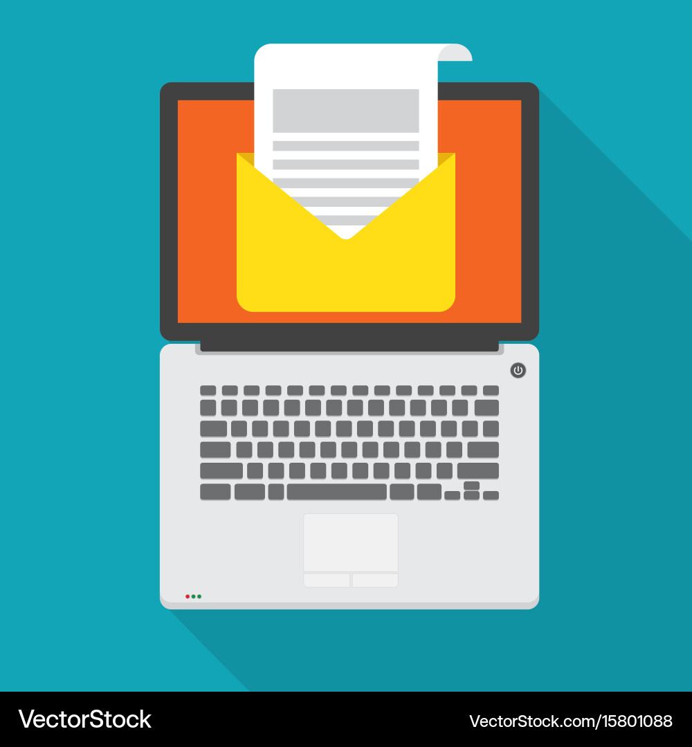 Laptop with open email message on the screen Vector Image
