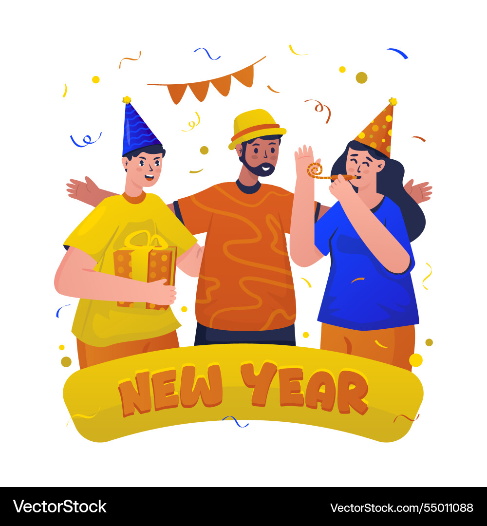 New year party celebration with friends Royalty Free Vector