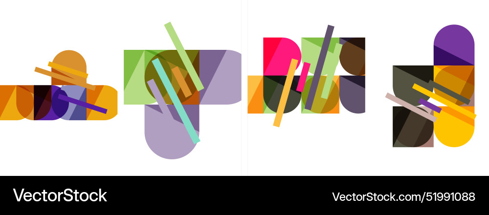 Square and round shape geometric poster set Vector Image