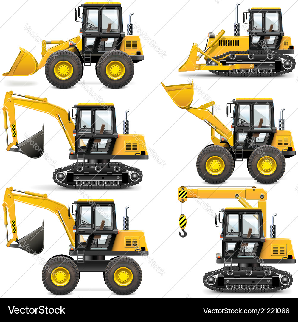 Yellow construction machinery Royalty Free Vector Image