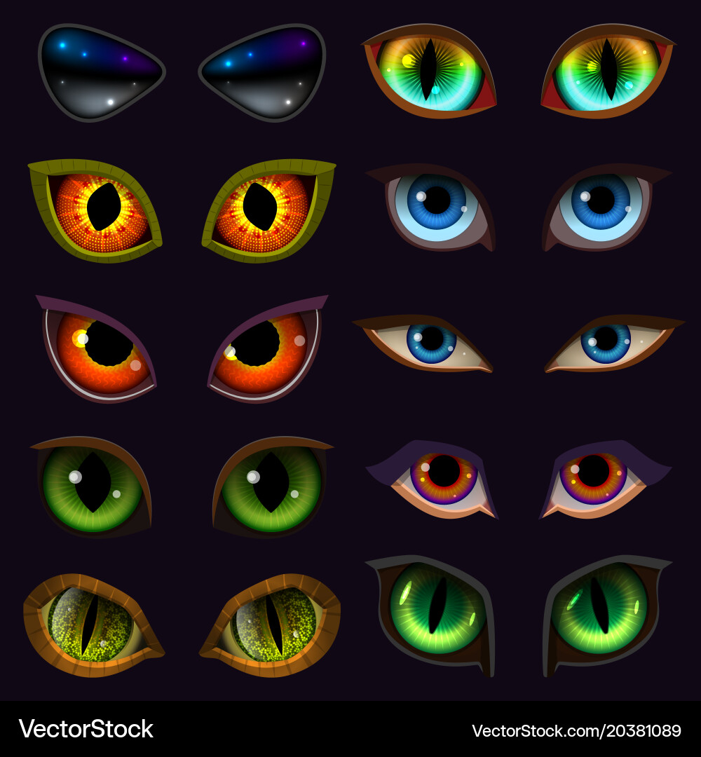 Cartoon eyes devil eyeballs of beast Royalty Free Vector