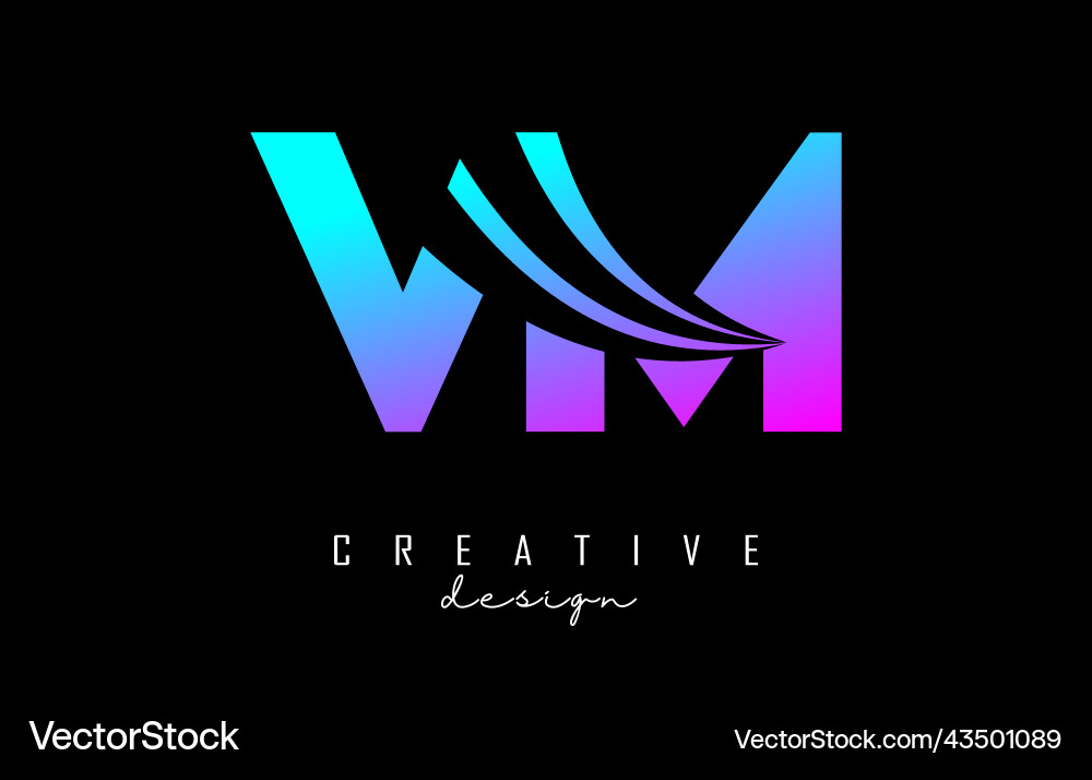 Creative colorful letters vm v m logo Royalty Free Vector