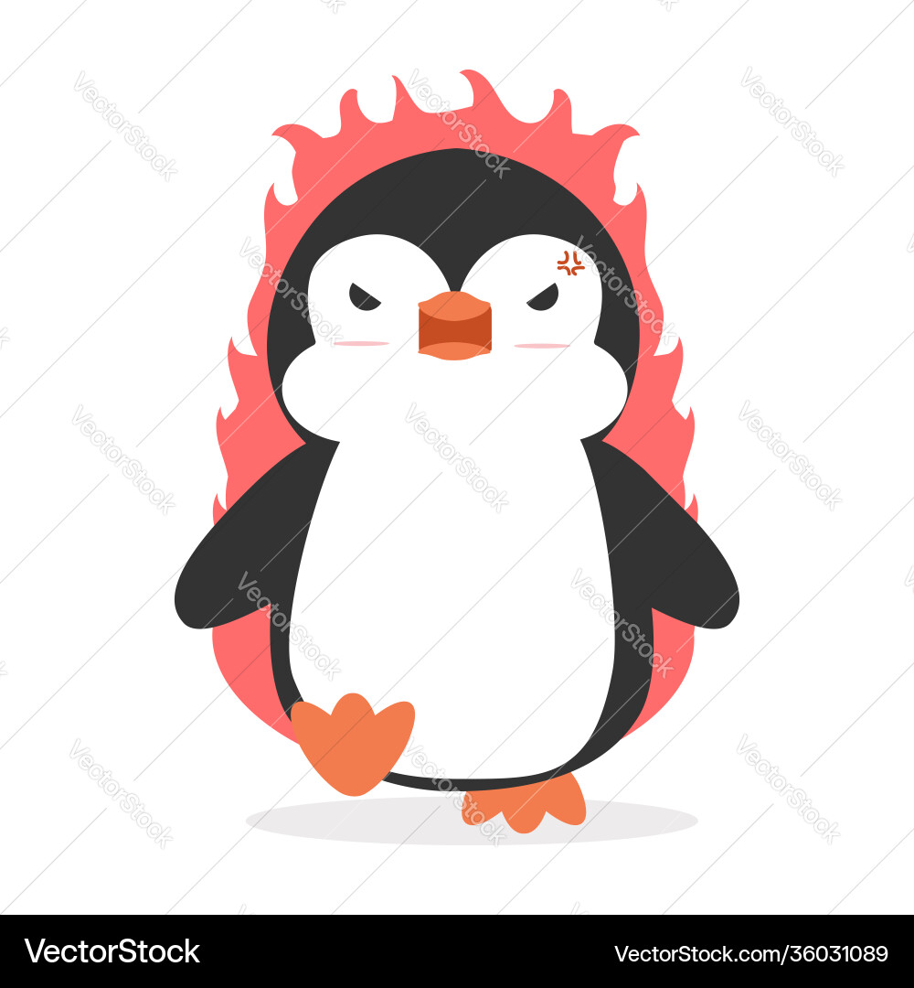 Cute angry penguin cartoon Royalty Free Vector Image