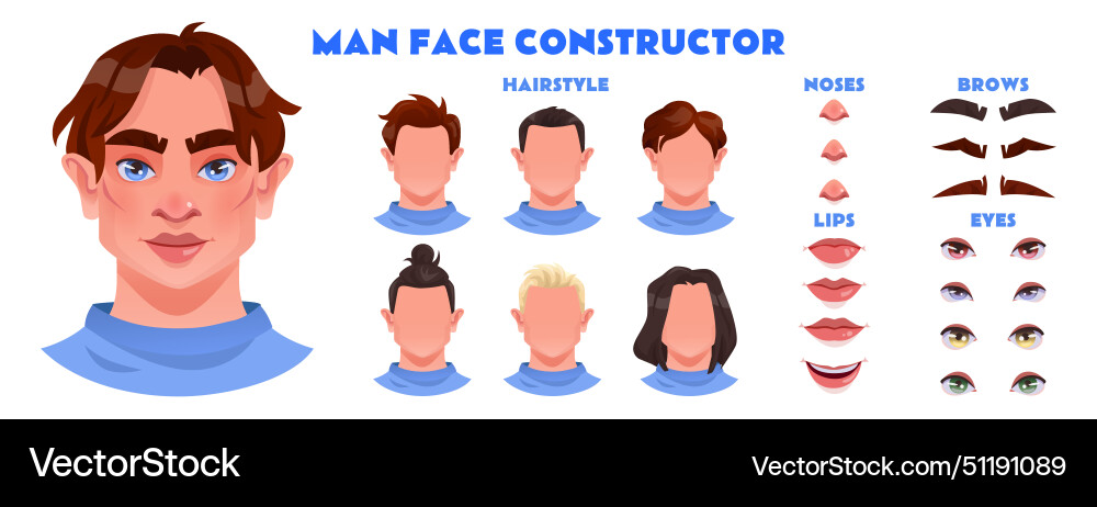 Face man character constructor avatar Royalty Free Vector