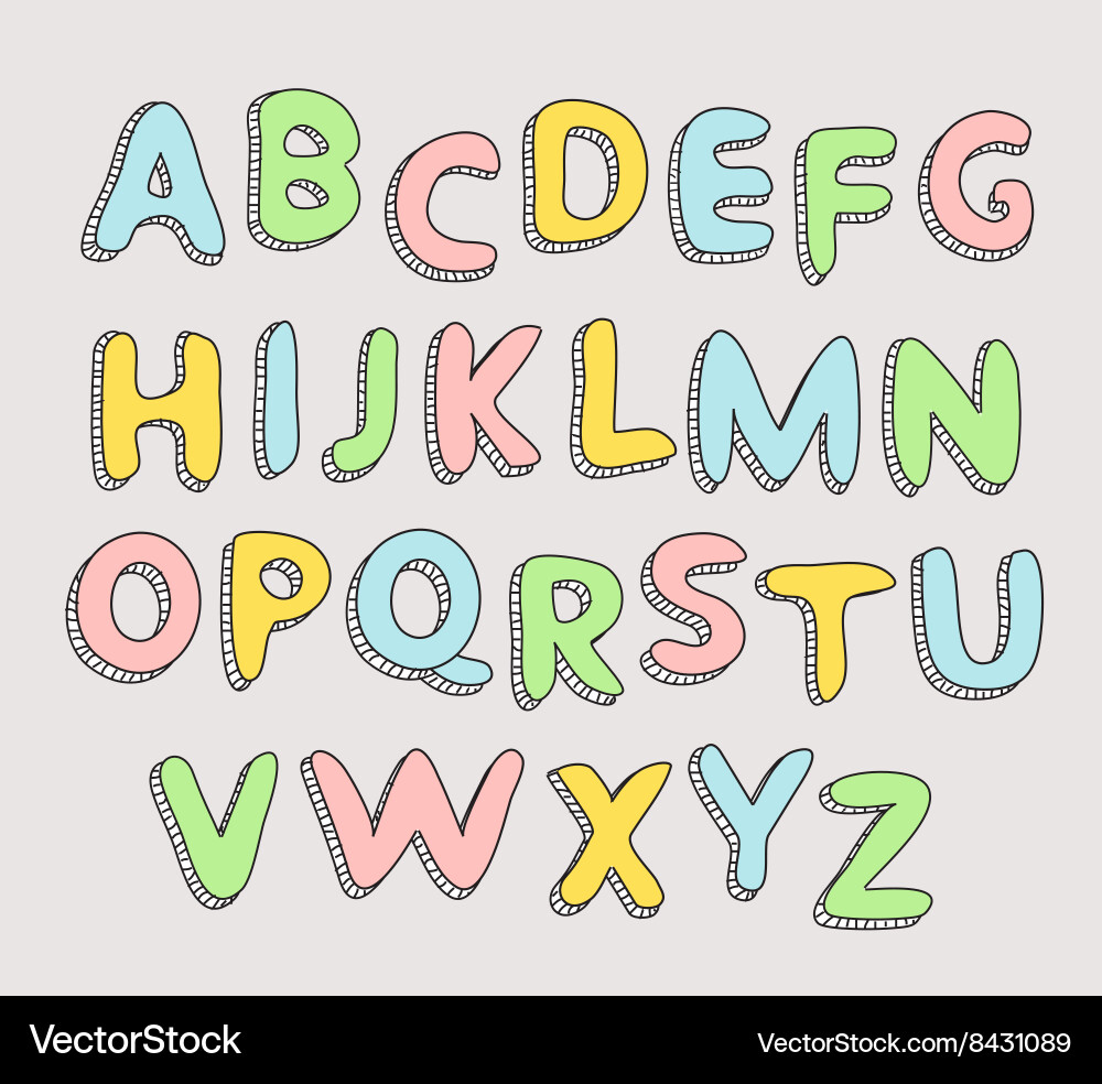 Hand drawn baby alphabet letters Royalty Free Vector Image