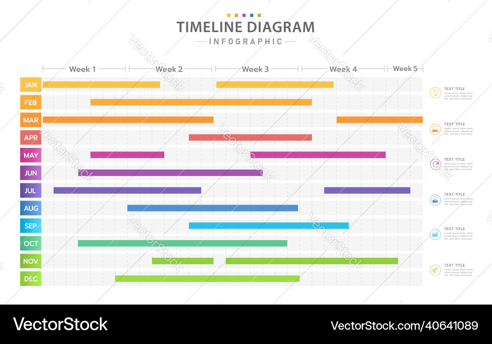 Infographic monthly and week timeline calendar Vector Image