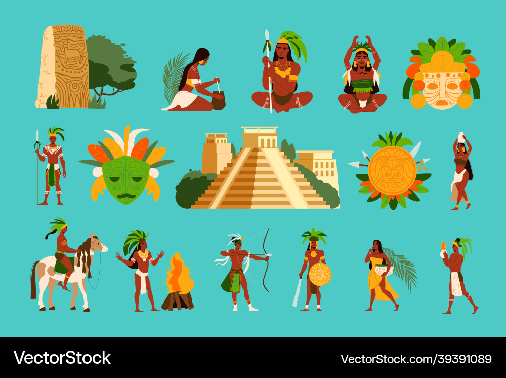 Maya civilization set Royalty Free Vector Image
