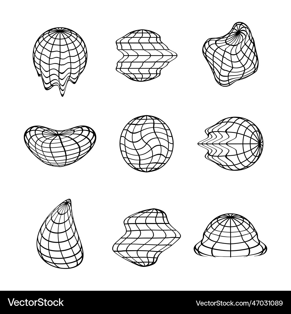 Melting globe grid sphere with melt distorted Vector Image