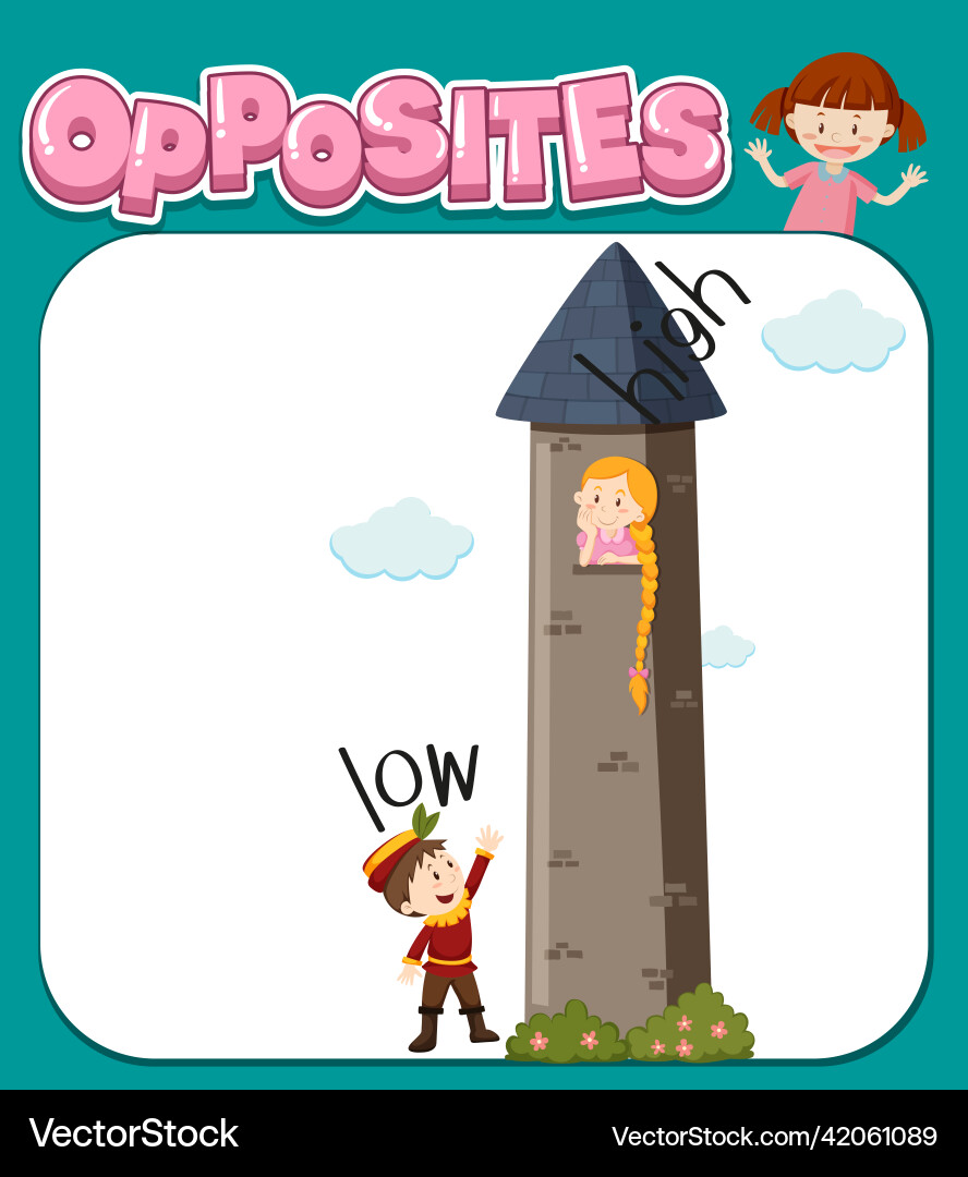 Opposite words for low and high Royalty Free Vector Image