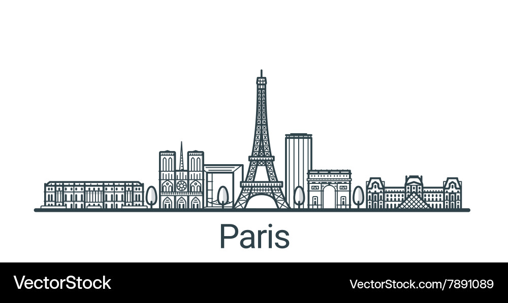 Paris Skyline Outline Royalty Free Vector Image