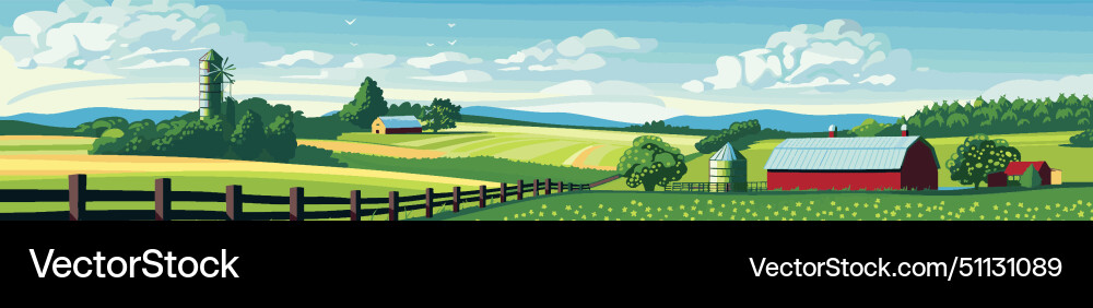 Rural farm landscape Royalty Free Vector Image