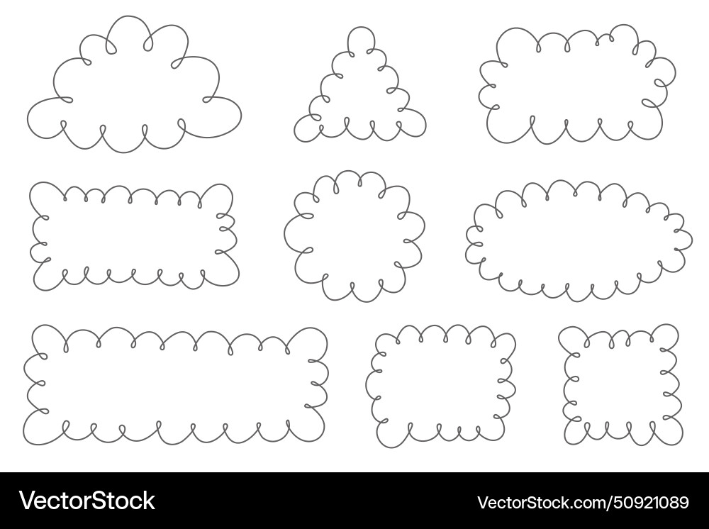 Scallop edge frames outline geometric shapes Vector Image