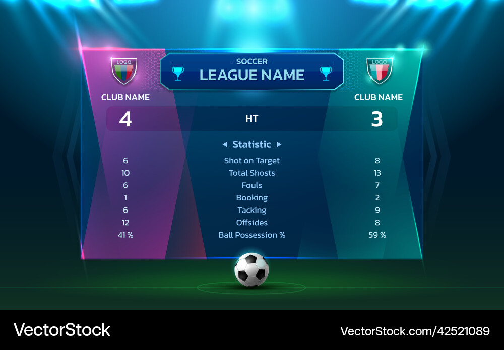 Soccer stadium scoreboard Royalty Free Vector Image