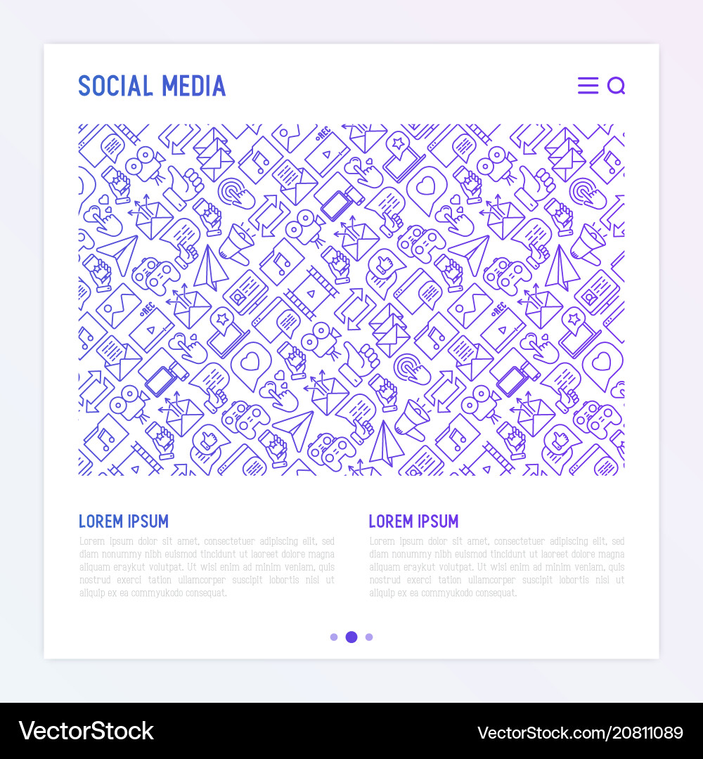 Social media concept with thin line icons Vector Image