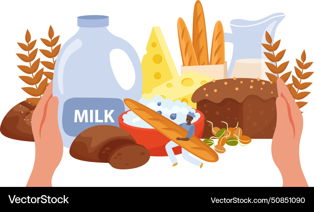 Baking bread flat composition Royalty Free Vector Image