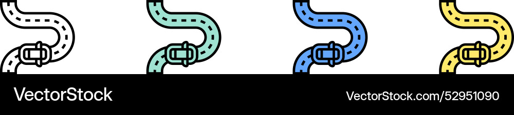 Bend icon outline green blue and yellow style Vector Image