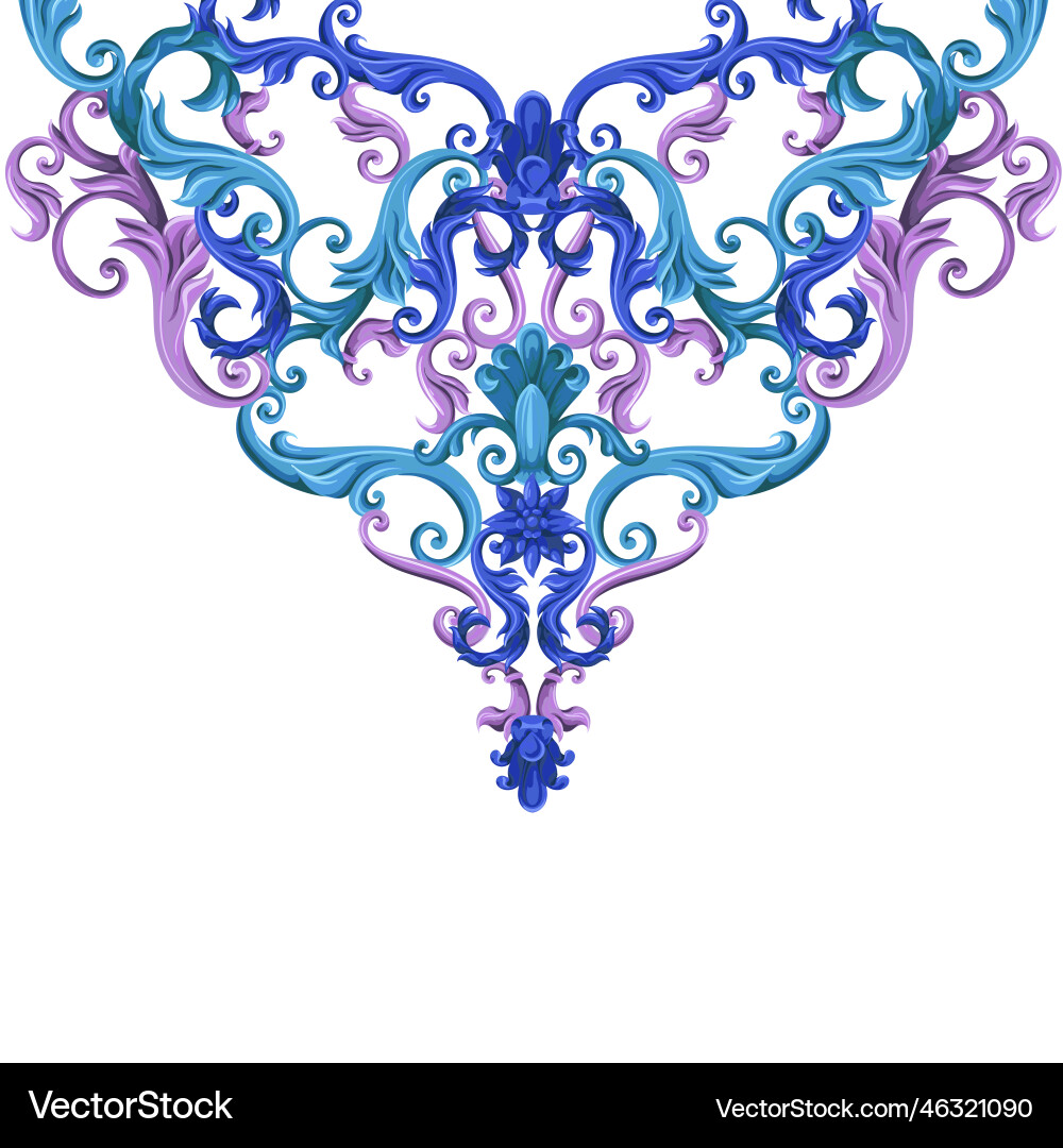 Blue baroque elements isolated Royalty Free Vector Image
