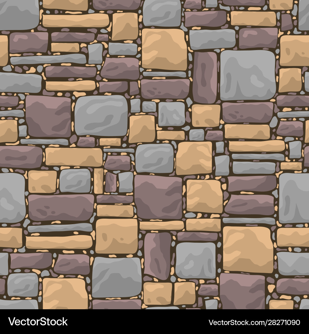Cartoon gray stone wall texture background card Vector Image