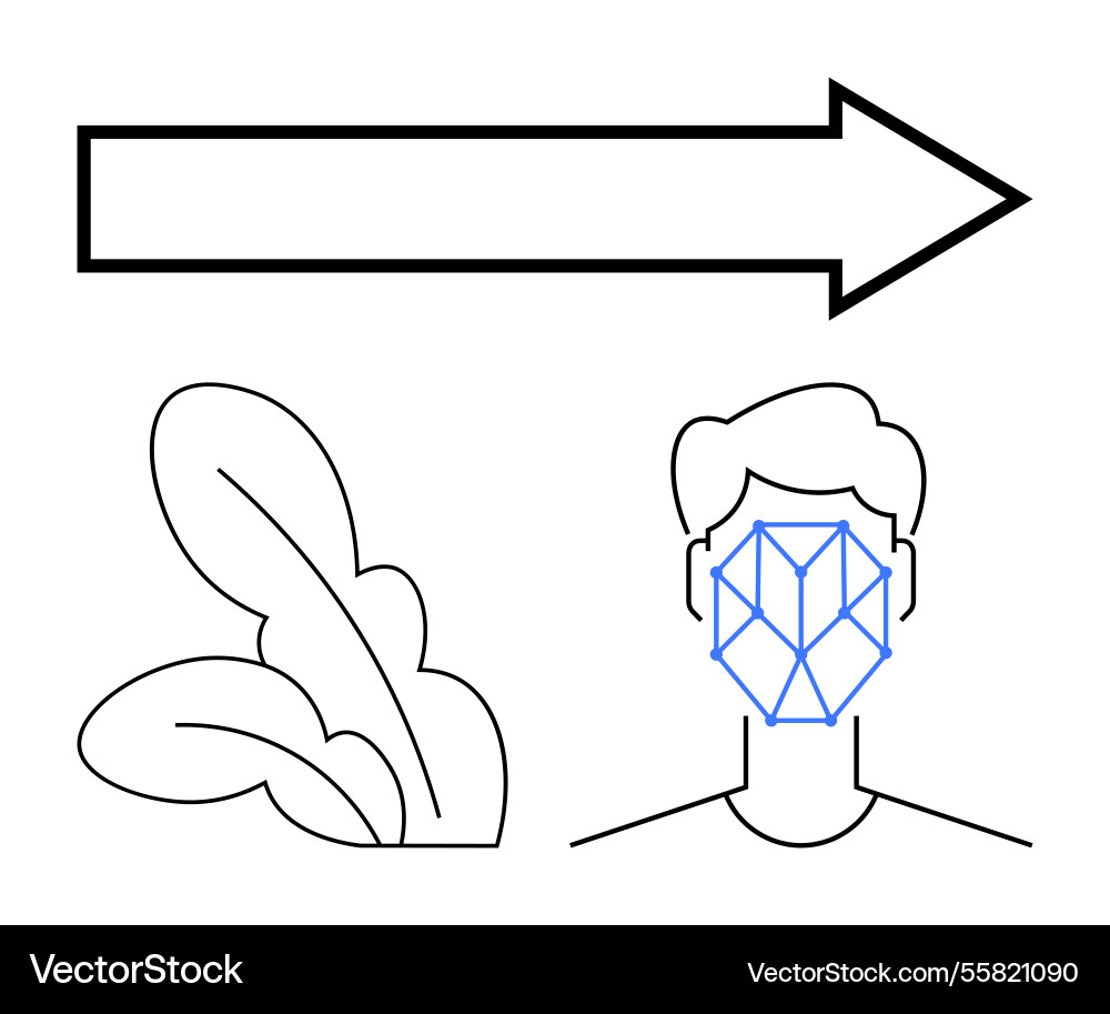 Geometric face recognition forward arrow Vector Image