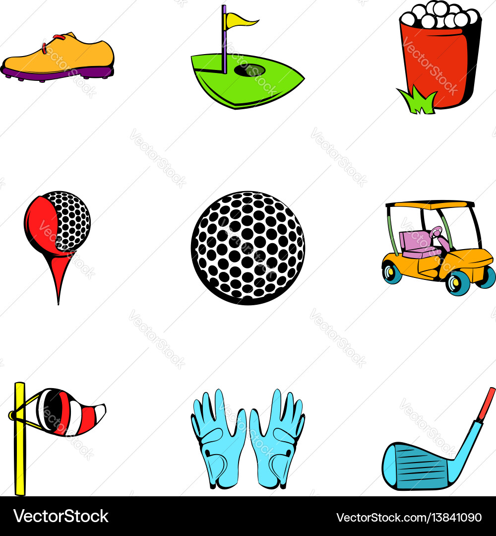 Golf competition icons set cartoon style Vector Image