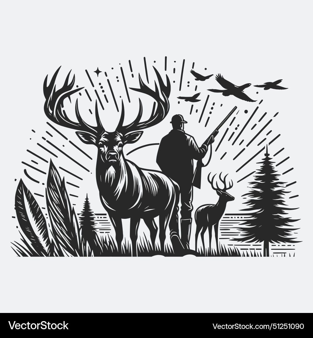 Hunting life svg silhouette file Royalty Free Vector Image