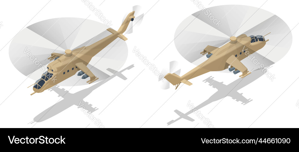 Isometric mil mi-24 large helicopter gunship Vector Image